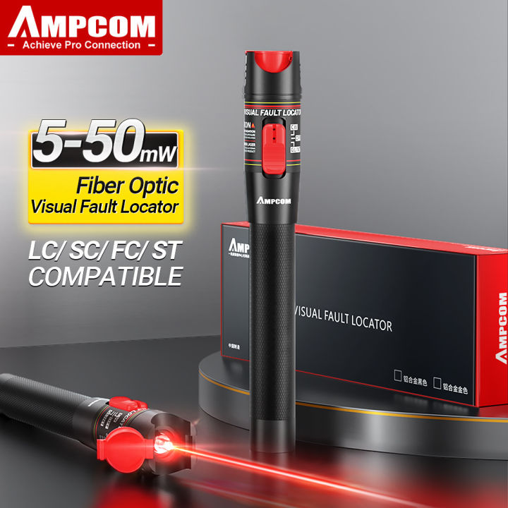 AMPCOM Visual Fault Locator Fiber Optic Cable Tester Red Light 5-50mW ...