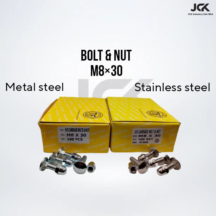 M8 BOLT AND NUT STAINLESS STEEL / CARRIAGE GALVANIZED ALUMINIUM GATE ...