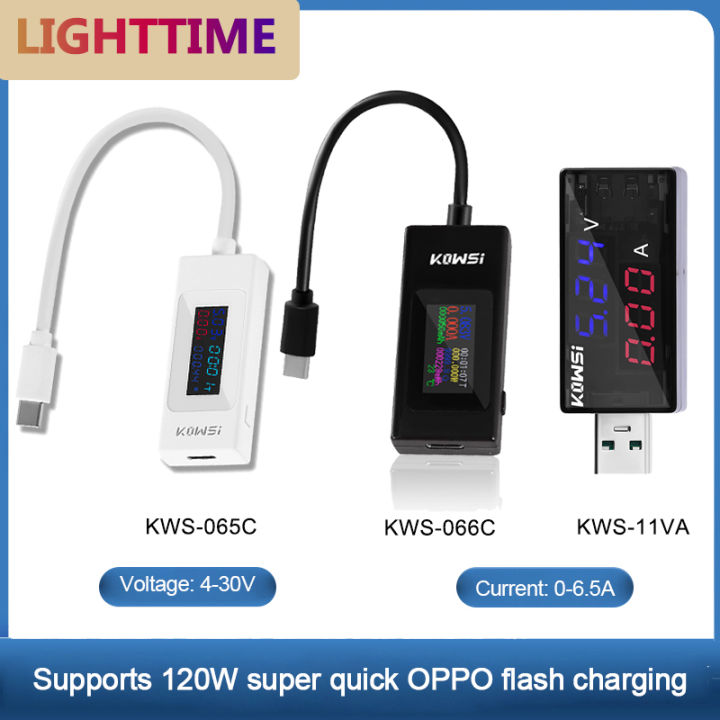 Type C USB Tester 0-6.5A ปัจจุบัน4-30โวลต์แรงดันไฟฟ้า USB ชาร์จทดสอบ ...