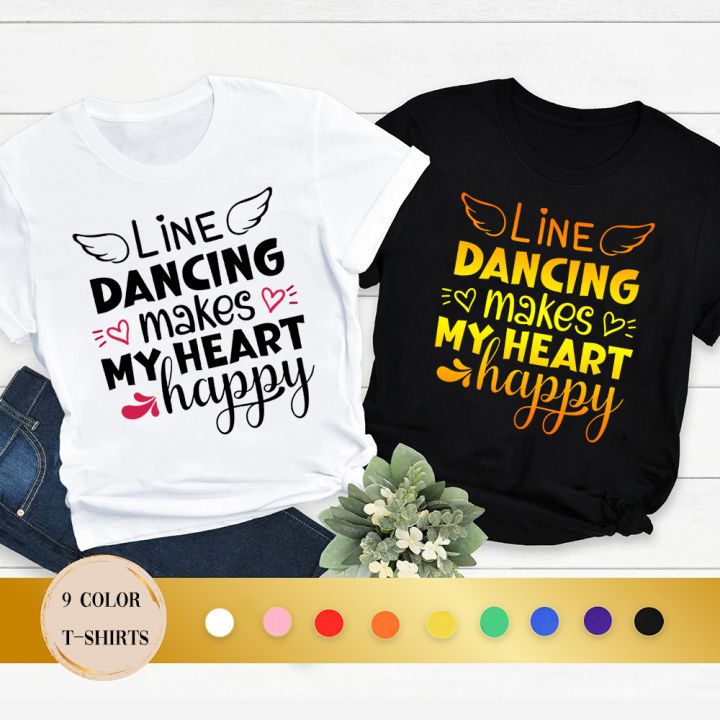 Line Dancing Makes My Heart Happy Women Tshirt Flying Wings Print Dance ...
