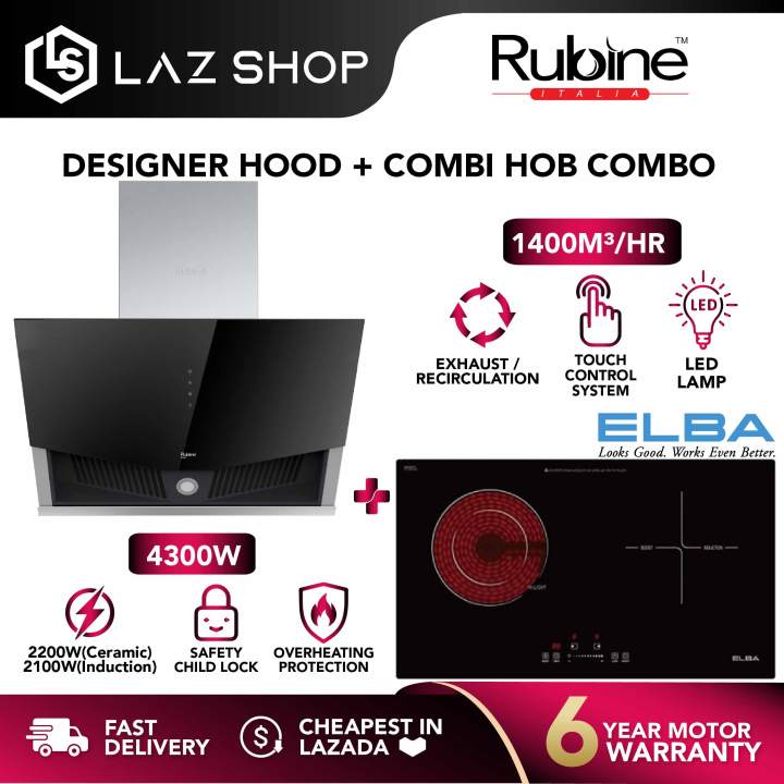 Rubine 1400m³/hr Cooker Hoods RCH-MARK-90BL | Lazada