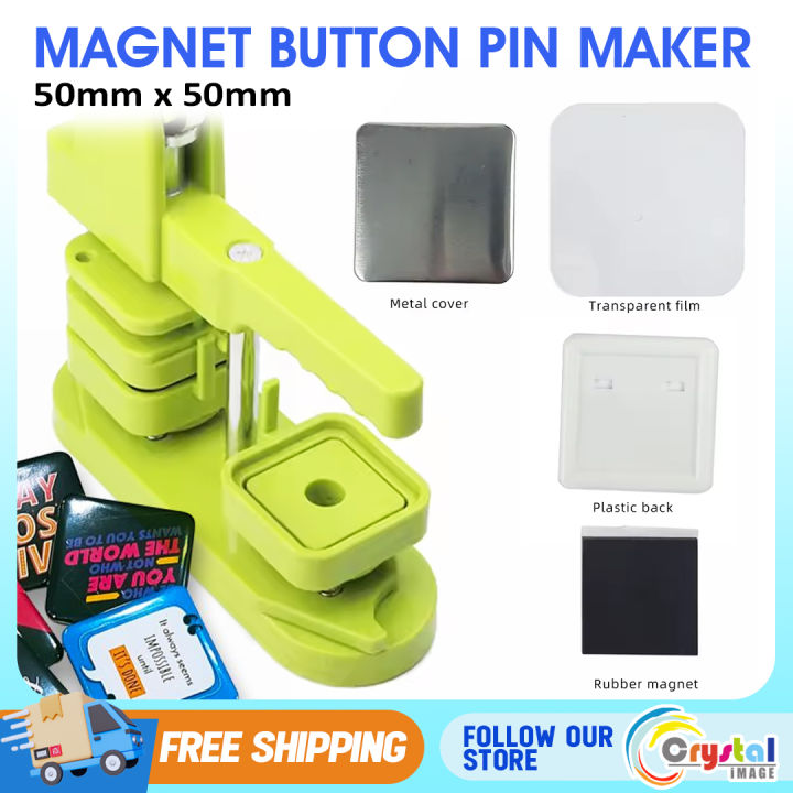 Magnet Button Pin Maker Machine 50mm x 50mm DIY Square Ref Magnet ...