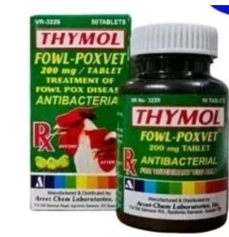 THYMOL FOWL-TABLET POXVET for Game fowl (50 Tablets) for Pets Chicken ...