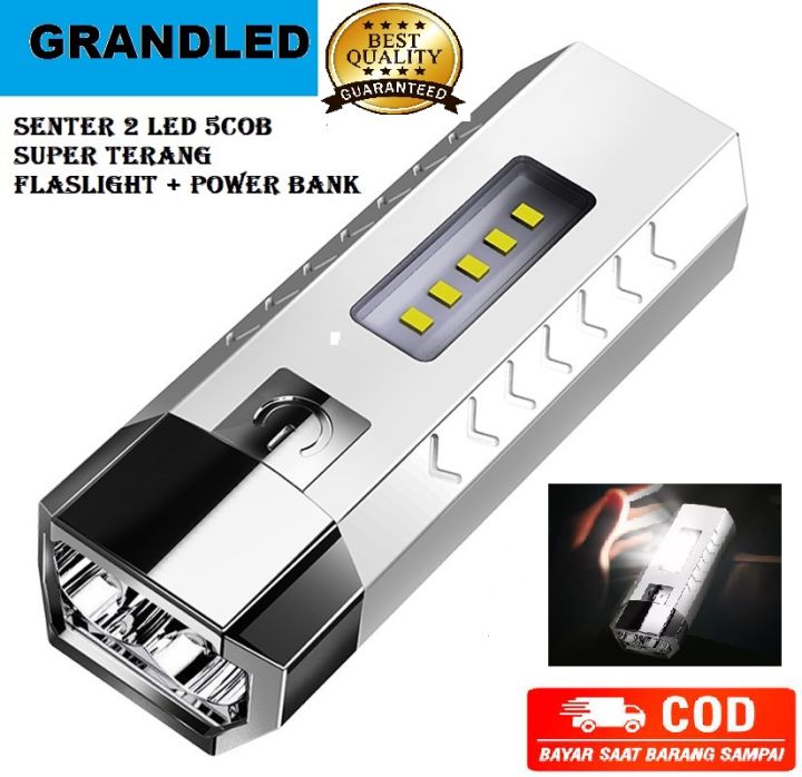 SENTER LED 2 MATA 5 COB MULTIFUNGSI FLASHLIGHT DAN POWERBANK / SENTER ...