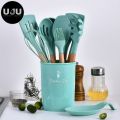 Sillicone Utensil Set 13 Pcs / Spatula Peralatan Masak pegangan kayu ...