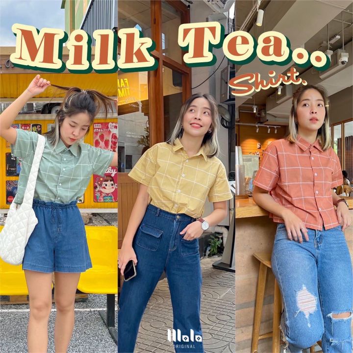 Mala original : 🧋 𝗠𝗜𝗟𝗞 𝗧𝗘𝗔 🧋 𝗖𝗢𝗧𝗧𝗢𝗡 𝗝𝗔𝗣𝗔𝗡 𝗦𝗛𝗜𝗥𝗧 | Lazada.co.th