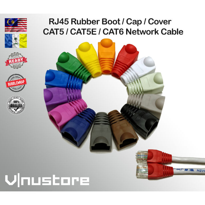 RJ45 Rubber Boot / Cover / Cap for CAT5 / CAT5E / CAT6 Networking Cable ...