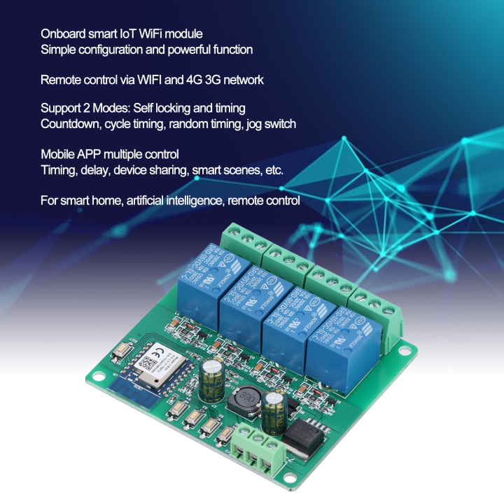 WiFi Remote Relay Module 4 Channel Mobile APP Control Self Locking ...