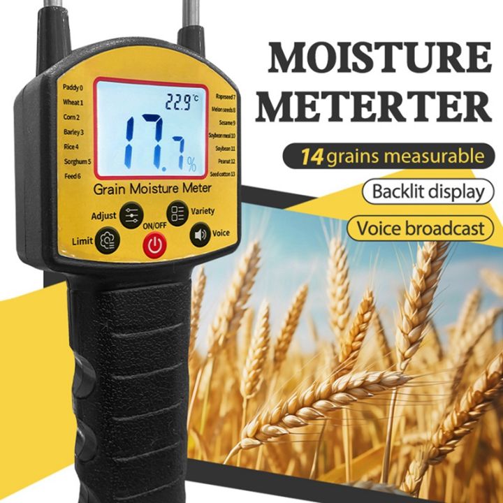 Digital Smart Grain Moisture Meter for 14 Grains Moisture Testing Wheat ...