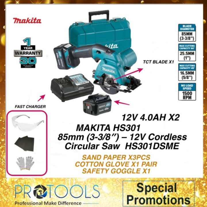 MAKITA 12V 85mm Cordless Circular Saw HS301DZ / HS301DWAE / HS301DSME | Lazada