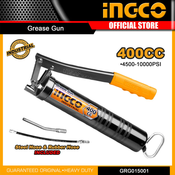 INGCO Steel Tube Grease Gun 400CC Aluminum Cast Metallic Bend Spout ...