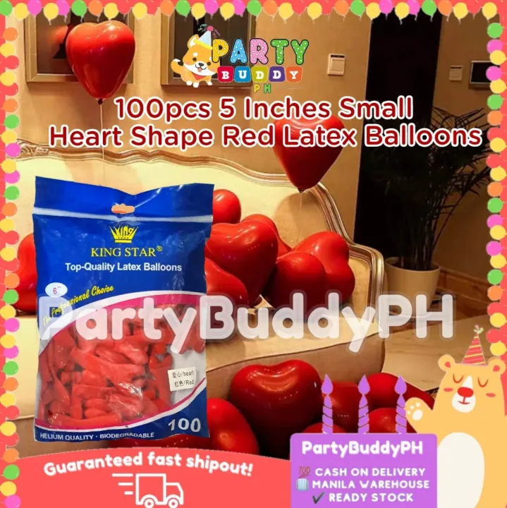 Rubber Heart Balloon 10pcs and 100pcs sold by Partybuddyph | Lazada PH