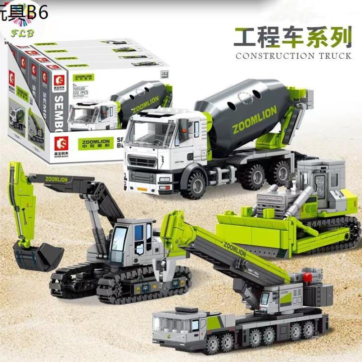 City Engineering Truck Car Building Blocks Crane Excavator Bulldozer ...