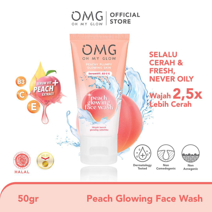 OMG Oh My Glam Peach Glowing Face Wash Serum Vit + Peach Extract ...