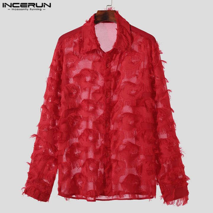 [Perfectly] INCERUN Men's Plumage Fringed Long-Sleeved Shirts Niche ...