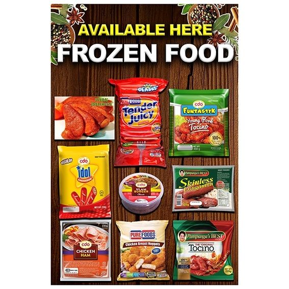 frozen food tarpaulin for sari sari store signage with 4 holes/a4 size ...