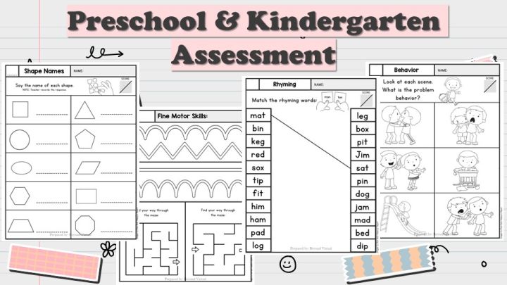 [PRE299] 57 pages KPreschool & Kindergarten Assessment Worksheet for ...