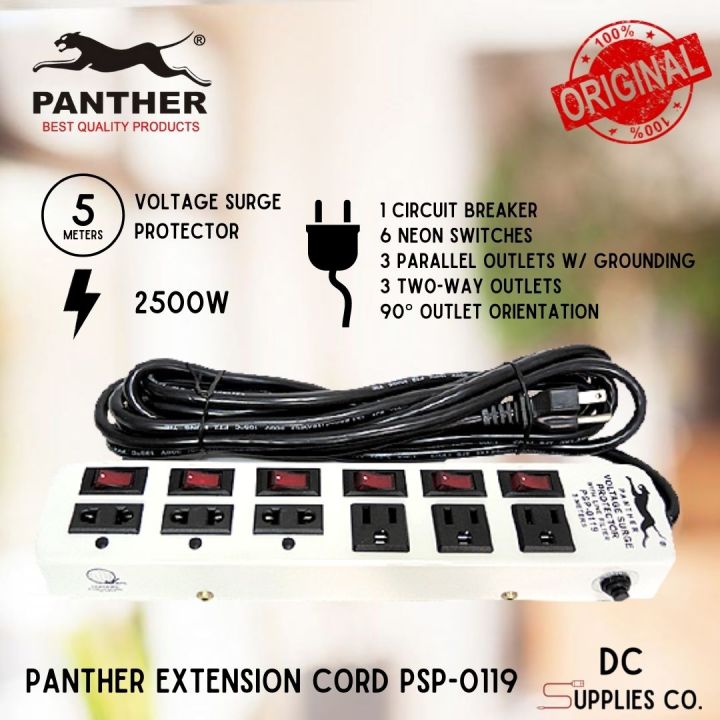 PSP 0119: Panther Individual Switch Extension Cord 6 Gang and 5 Meter ...
