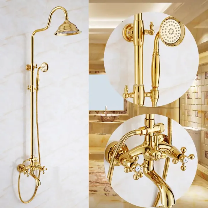 Golden shower set all copper stainless steel hot and cold gold gourd ...