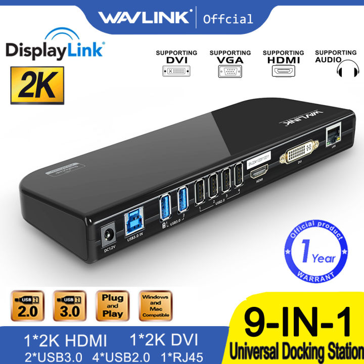 Wavlink Universal USB 3.0 Laptop Docking Station, extend Dual Monitor ...