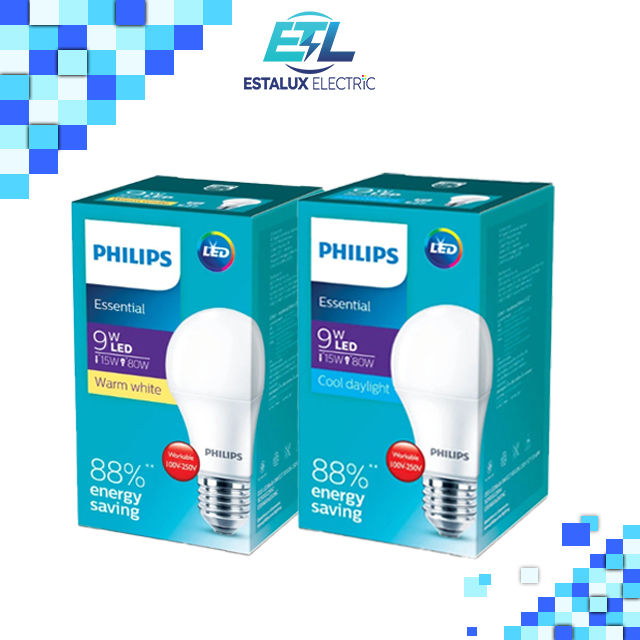 PHILIPS หลอดไฟ ฟิลิปส์ ESSENTIAL LED BULB 9W | Lazada.co.th