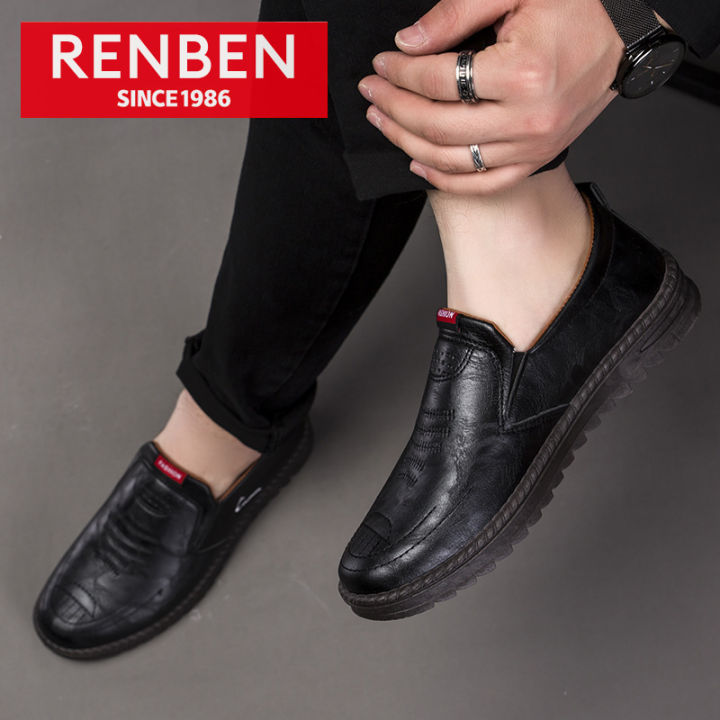 RENBEN รองเท้าหนังนิ่ม,รองเท้าหนังธุรกิจพื้นนุ่มใส่สบายเท้านุ่ม | Lazada.co.th