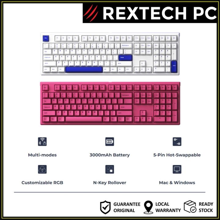 REXTECH Monsgeek MG108B Wireless Mechanical Keyboard RGB Light Hot Swappable Mechanical Keyboard ...