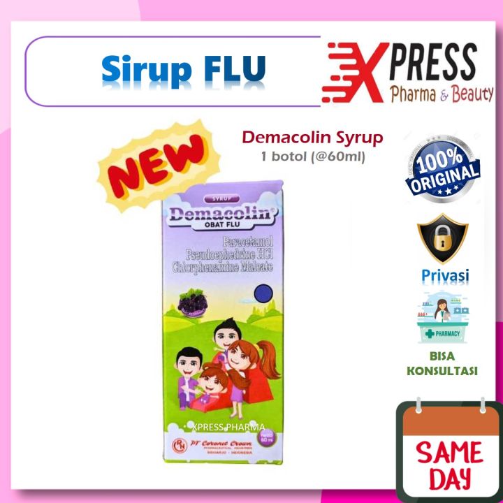 ⚡XPRESS⚡ DEMACOLIN SIRUP 60 ml Obat batuk Pilek Flu Demakolin Syrup ...