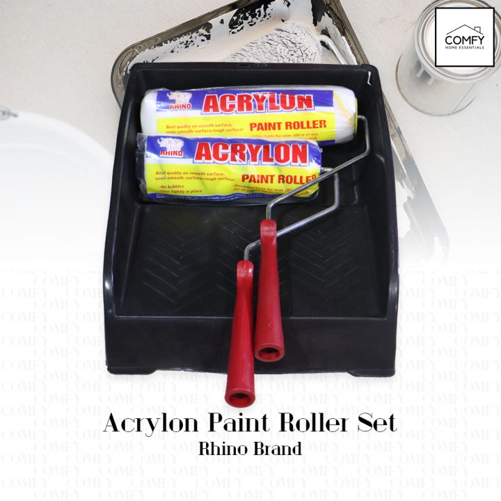 Rhino Acrylon 7" / 9" Inches Paint Brush Roller Cotton With Tray ...