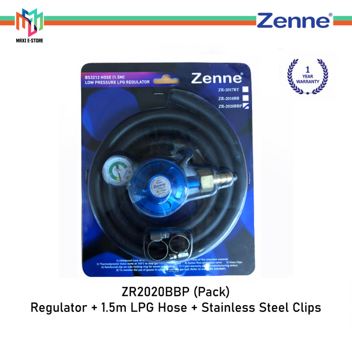 Zenne ZR2020BBP (Pack) - Regulator + 1.5m LPG Hose + Stainless Steel ...