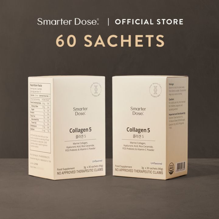 Collagen 5 Supplement Powder by Smarter Dose 180,000mg (60 sachets ...