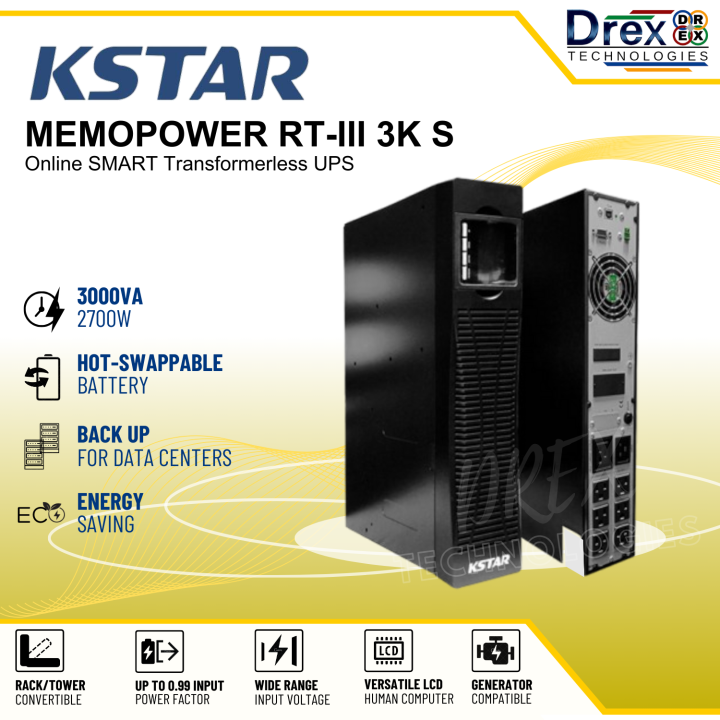 KSTAR MP RT 3K S 3KVA 2700W On-line Smart UPS, Rack-Tower Convertible | Lazada PH