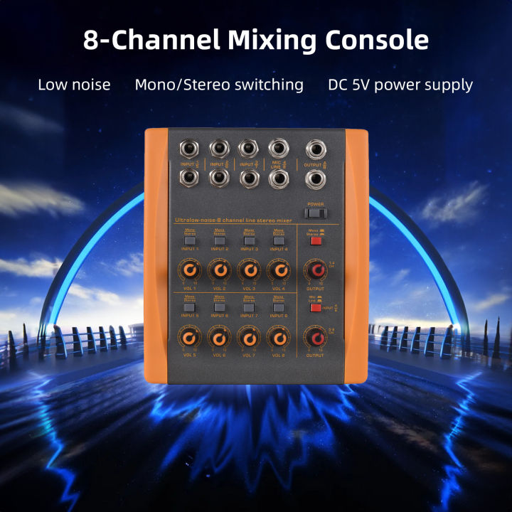 8 Channel Mixing Console Professional Multi Audio Mixer Ultra Low Noise ...