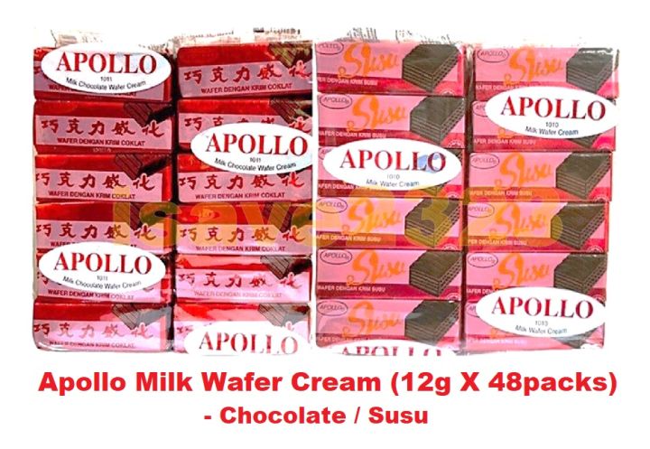 Apollo Milk Wafer Cream (12g x 48 Pcs) - Chocolate / Susu | Lazada