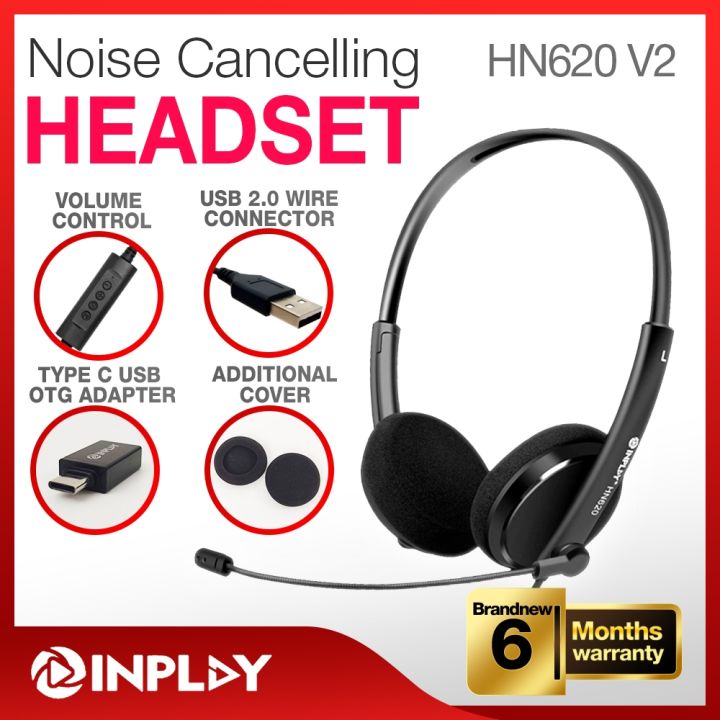 InPlay HN620 V2 Noise Cancelling Headset - USB Type for PCLaptopMobile ...