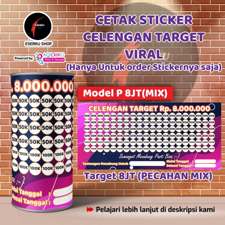 Cetak Sticker Celengan Target Tabungan Viral (Khusus order hanya ...