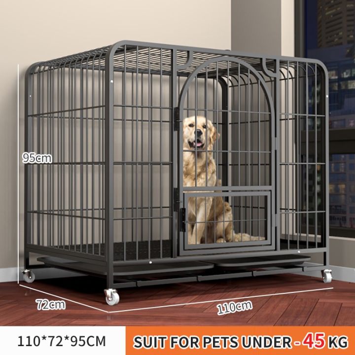 Square Tube Dog Cage With Toilet Partition 110x72x95CM Large Space Four ...
