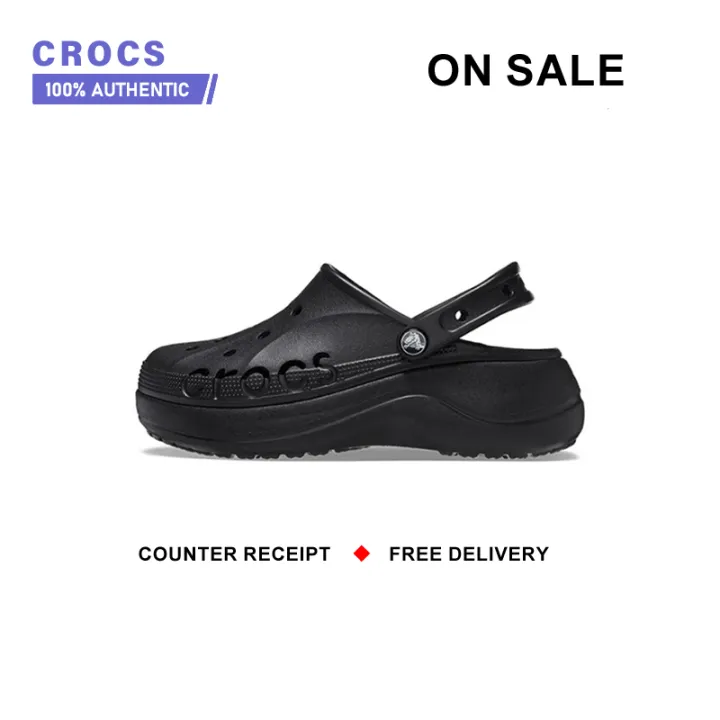 Authentic Crocs Baya Platform Clog " Black " Sports Sandals 208186 - 001 Shopping Mall Same ...