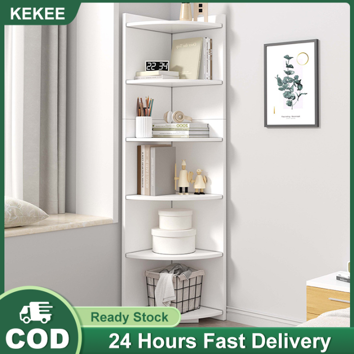 KEKEE Corner Bookcase Rak Buku Wall Corner Shelf Home Storage Rack ...