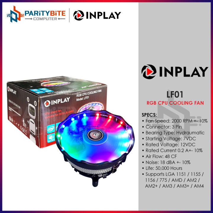 INPLAY LF01 CPU Cooling Fan RGB Lighting 3 Pin Air Cooler Radiator ...
