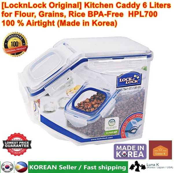 [LocknLock Original] Kitchen Caddy 5 Liters for Flour, Grains, Rice BPA ...