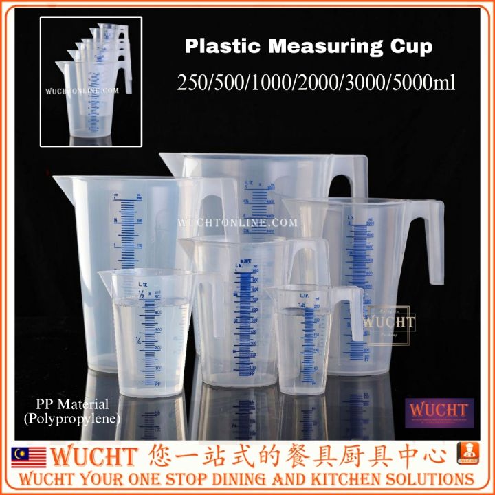 【WUCHT】100ml 250ml 500ml 1000ml 2000ml 3000ml 5000ml Plastic Measuring Cup Measuring Jug Measure ...