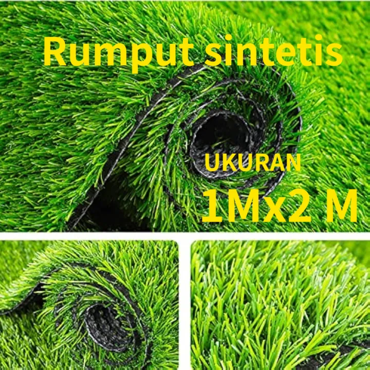 Rumput sintetis taman berkualitas tinggi ukuran 1x2 meter dengan ...