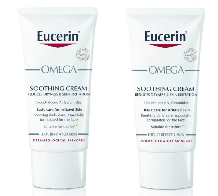 Eucerin Omega Soothing Cream ยูเซอรีน โอเมก้า ซูทติ้ง ครีม 50ml. (2หลอด ...