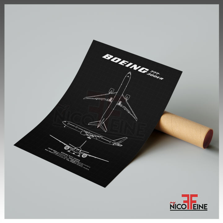 [Poster Only] Boeing 777 - 300 ER Flight Minimal Livery Blueprint Style ...