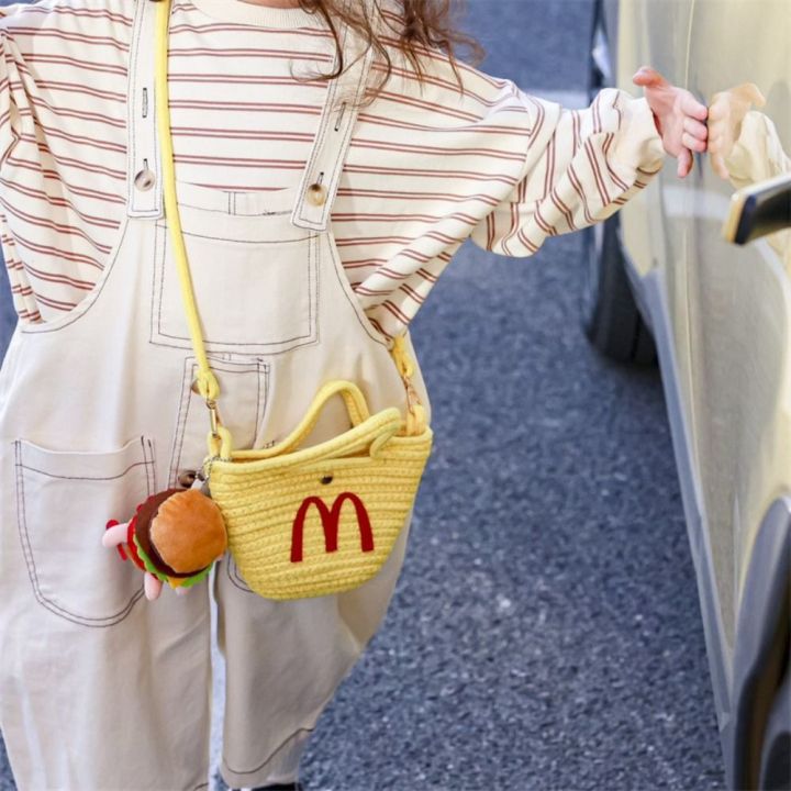 CRNGW Korean Style McDonald's Woven Crossbody Bag Hamburger Pendant ...
