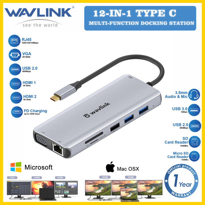Wavlink USB C HUB 12 Port USB 3.0 Adapter Docking Station Type C Hub ...