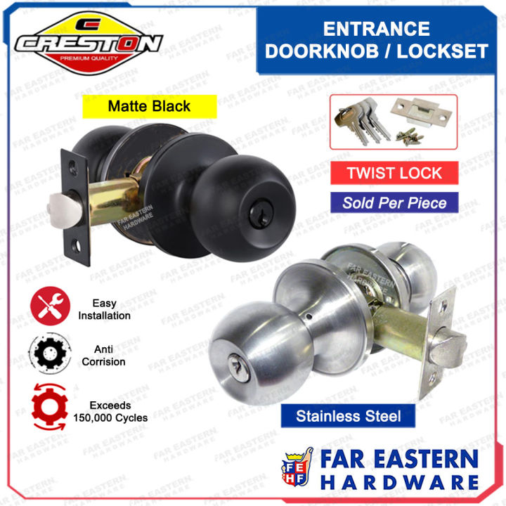 CRESTON Doorknob Lockset Door Knob Twist Lock Entrance | Privacy ...