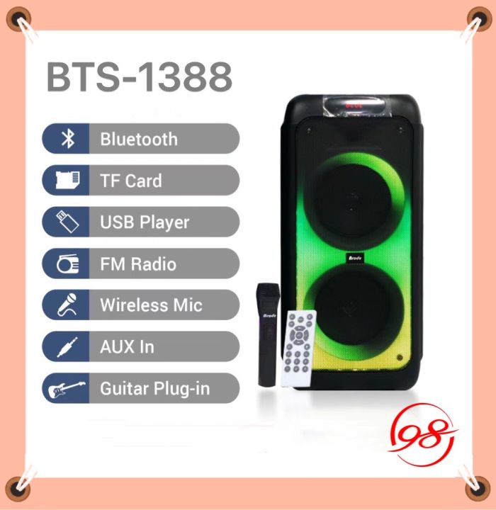 Speaker BTS-1388 Full Panel LED Lighting Effect Speaker with Wireless ...