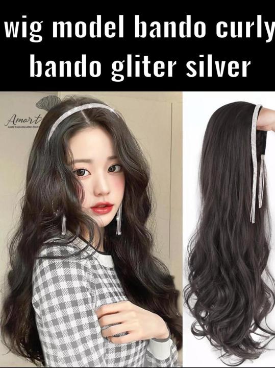 wig model bando curly bando glitersilver | Lazada Indonesia